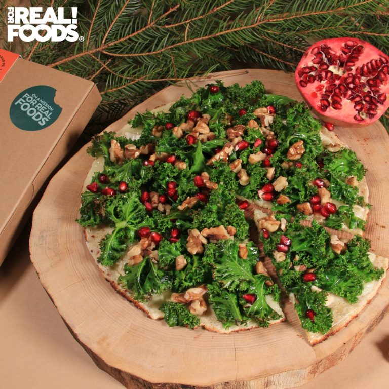 Pizza bianco with kale, chèvre and walnuts - For Real! Foods